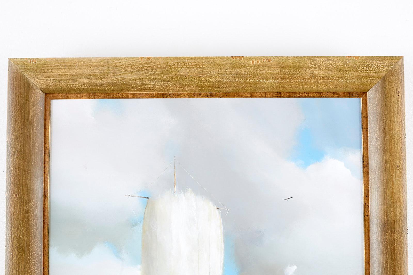 Jeff Faust Oil on Canvas Surrealist Painting the Sky Boat For Sale at ...