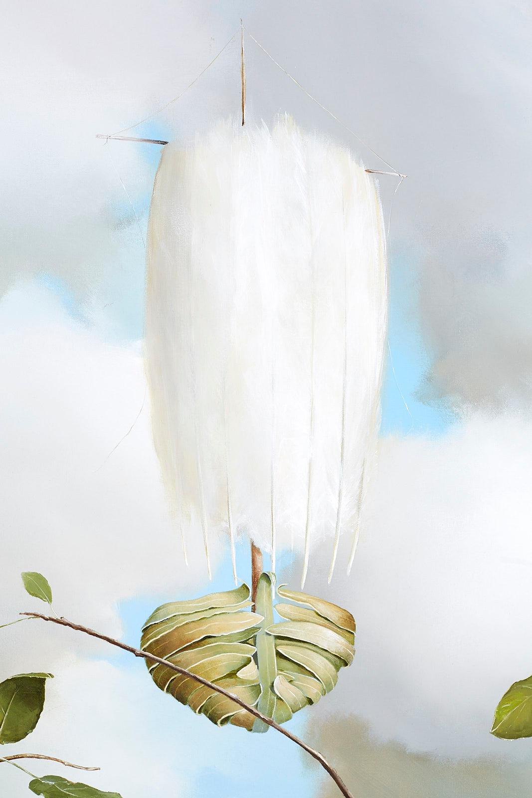 Jeff Faust Oil on Canvas Surrealist Painting the Sky Boat For Sale at ...