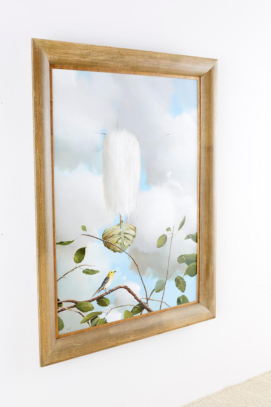 Jeff Faust Oil on Canvas Surrealist Painting the Sky Boat For Sale at ...