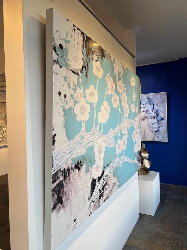 Jeff Muhs - Hanami_2022_Jeff Muhs_Oil on Canvas_Floral_Blue/White For ...