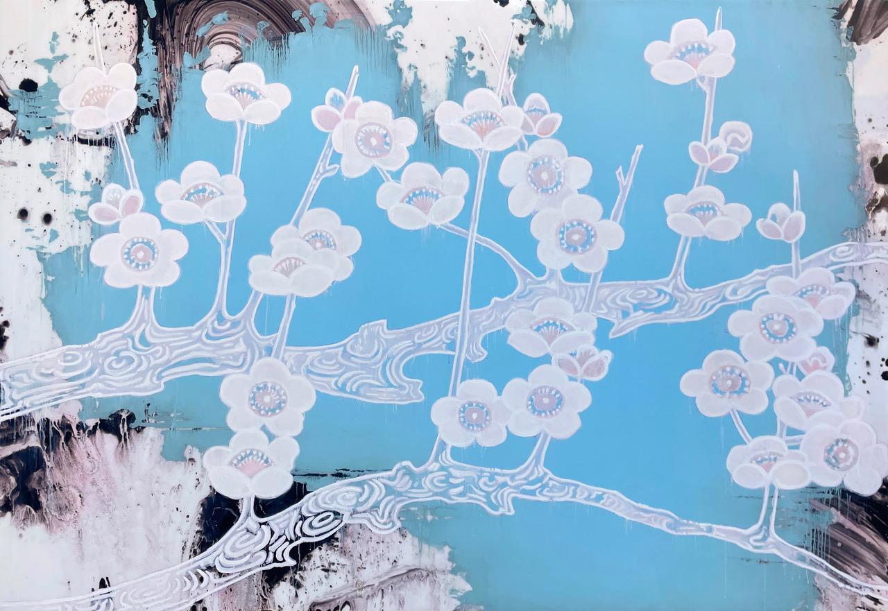 Jeff Muhs - Hanami_2022_Jeff Muhs_Oil on Canvas_Floral_Blue/White For ...
