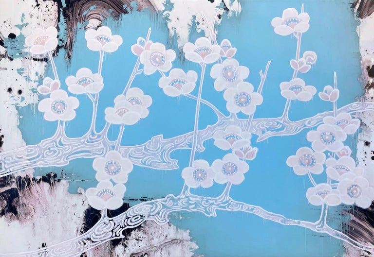 Jeff Muhs - Hanami_2022_Jeff Muhs_Oil on Canvas_Floral_Blue/White For ...