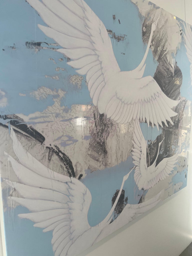 Jeff Muhs - Paper Cranes_2022_Jeff Muhs_Oil on Canvas_Animals/Birds ...