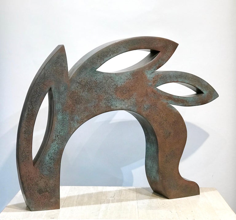 Jeffrey Maron - Canto, copper sculpture,red, black, abstract rabbit ...