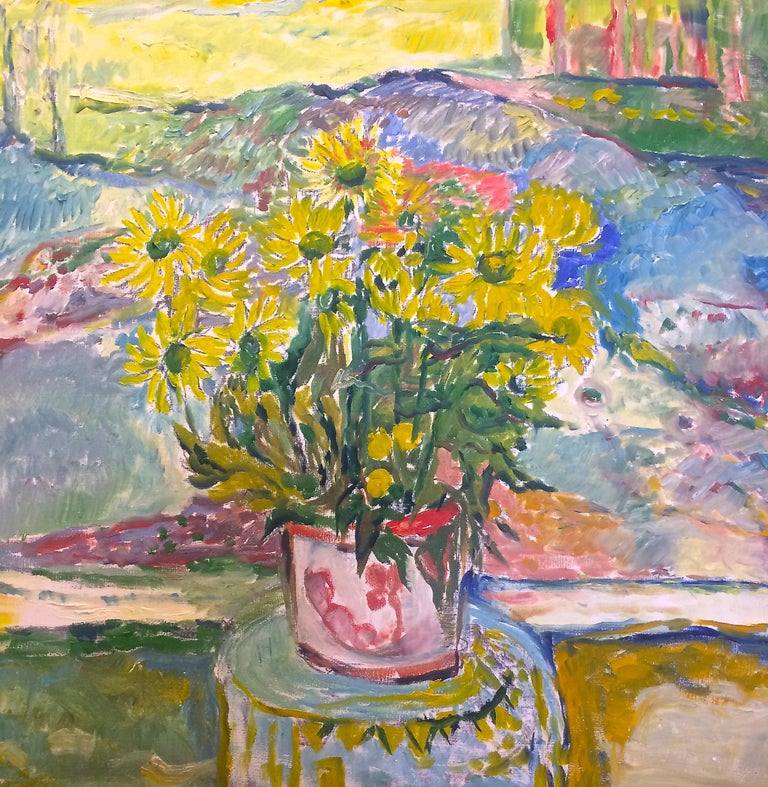 Jehudith Sobel - Flower Pot With Yellow Flowers For Sale at 1stDibs