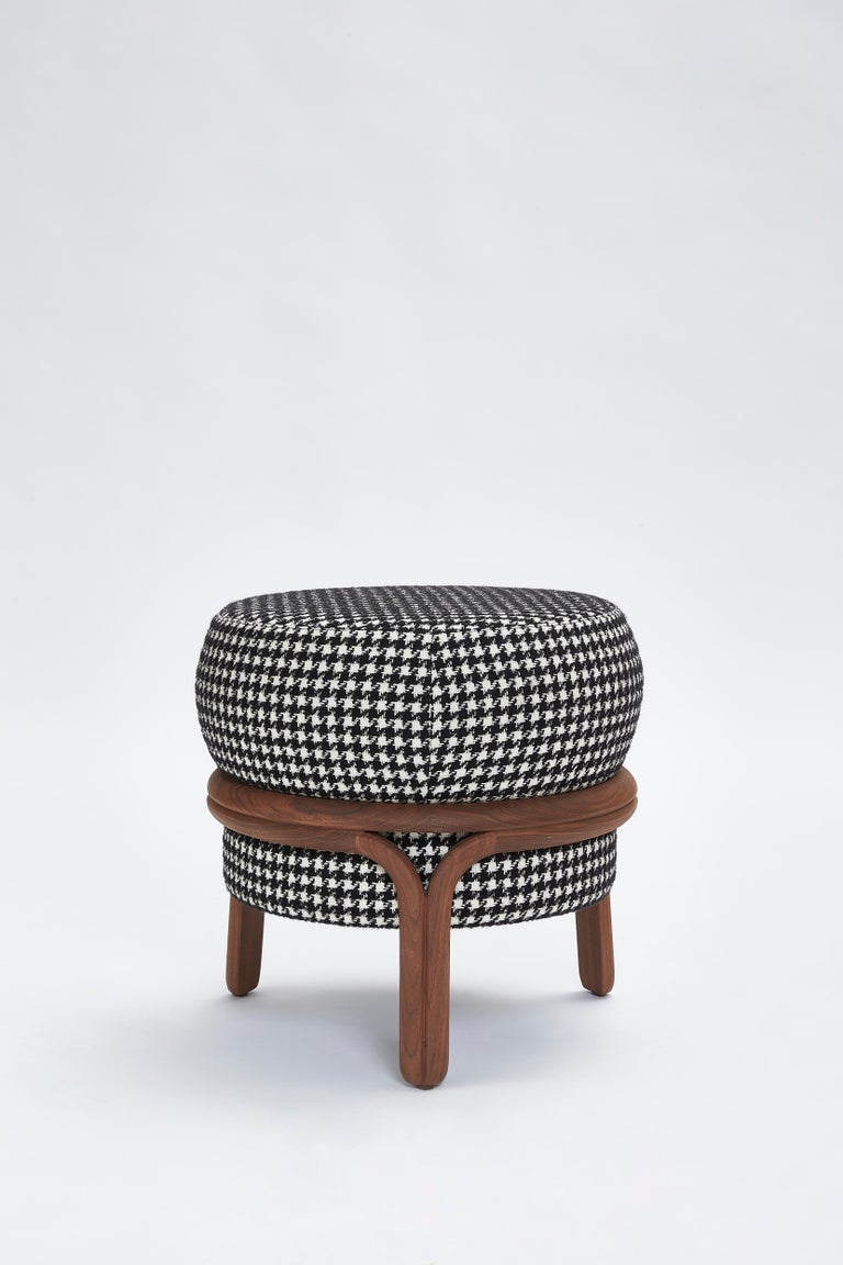 Jelly Stool in black and white Houndstooth fabric by Objective ...