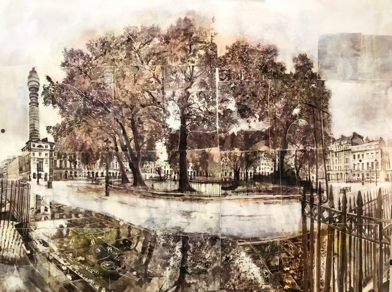 Jemima Carter Lewis - Fitzroy Square in the Rain For Sale at 1stDibs