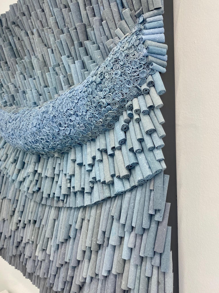 Jenn Hassin - Denim, Contemporary Rolled Paper Painting, Abstract ...