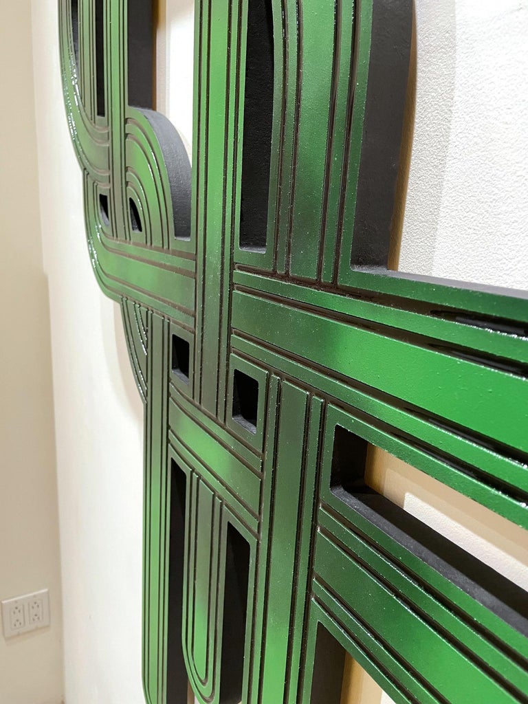 Jenna Krypell - Ivy_Jenna Krypell, Wall Sculpture-MDF/Resin/Enamel_Abstract, Dark Green For Sale ...