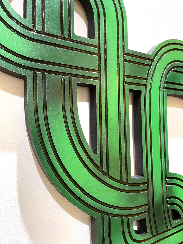 Jenna Krypell - Ivy_Jenna Krypell, Wall Sculpture-MDF/Resin/Enamel_Abstract, Dark Green For Sale ...