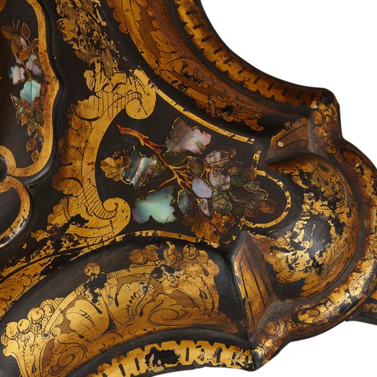 Jennens and Bettridge Ebonised Wood Papier Mâché Side Table For Sale at ...