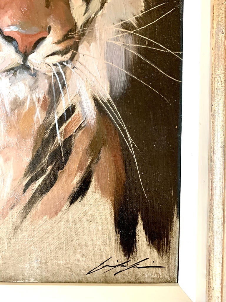 Jennifer Gennari - Portrait of a Tiger, looking at the painter/artist ...