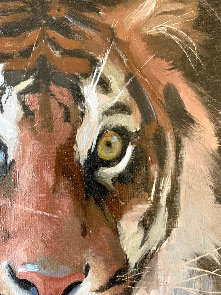 Jennifer Gennari - Portrait d'un tigre, regardant le peintre/artiste ...
