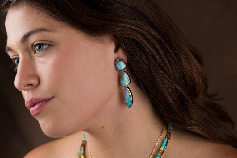 Boulder Opal Earring Gold 22 Karat, 18 Karat, 14 Karat dangle Jennifer ...