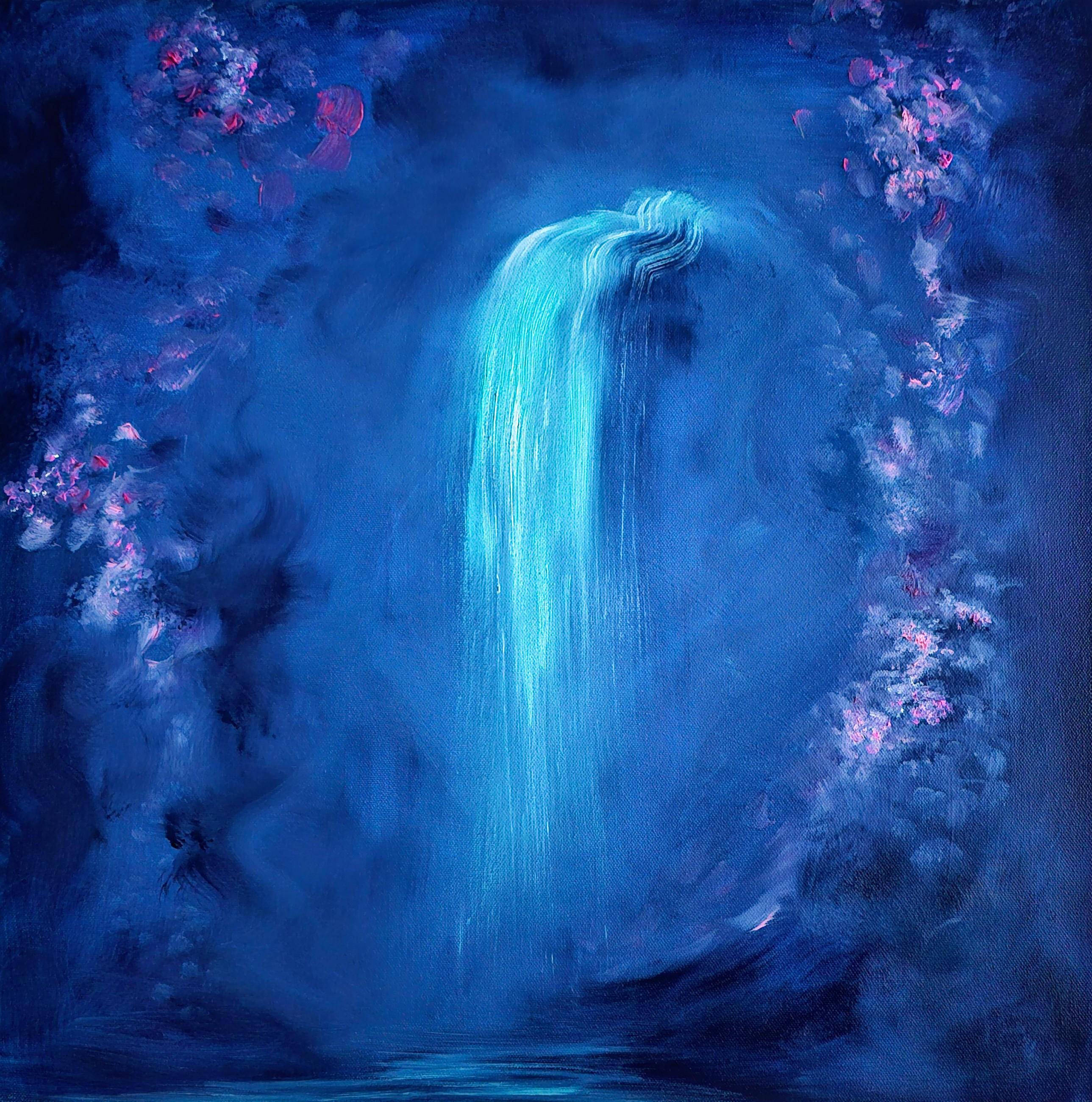 Jennifer L. Baker - Midnight soiree - Deep blue abstract waterfall ...