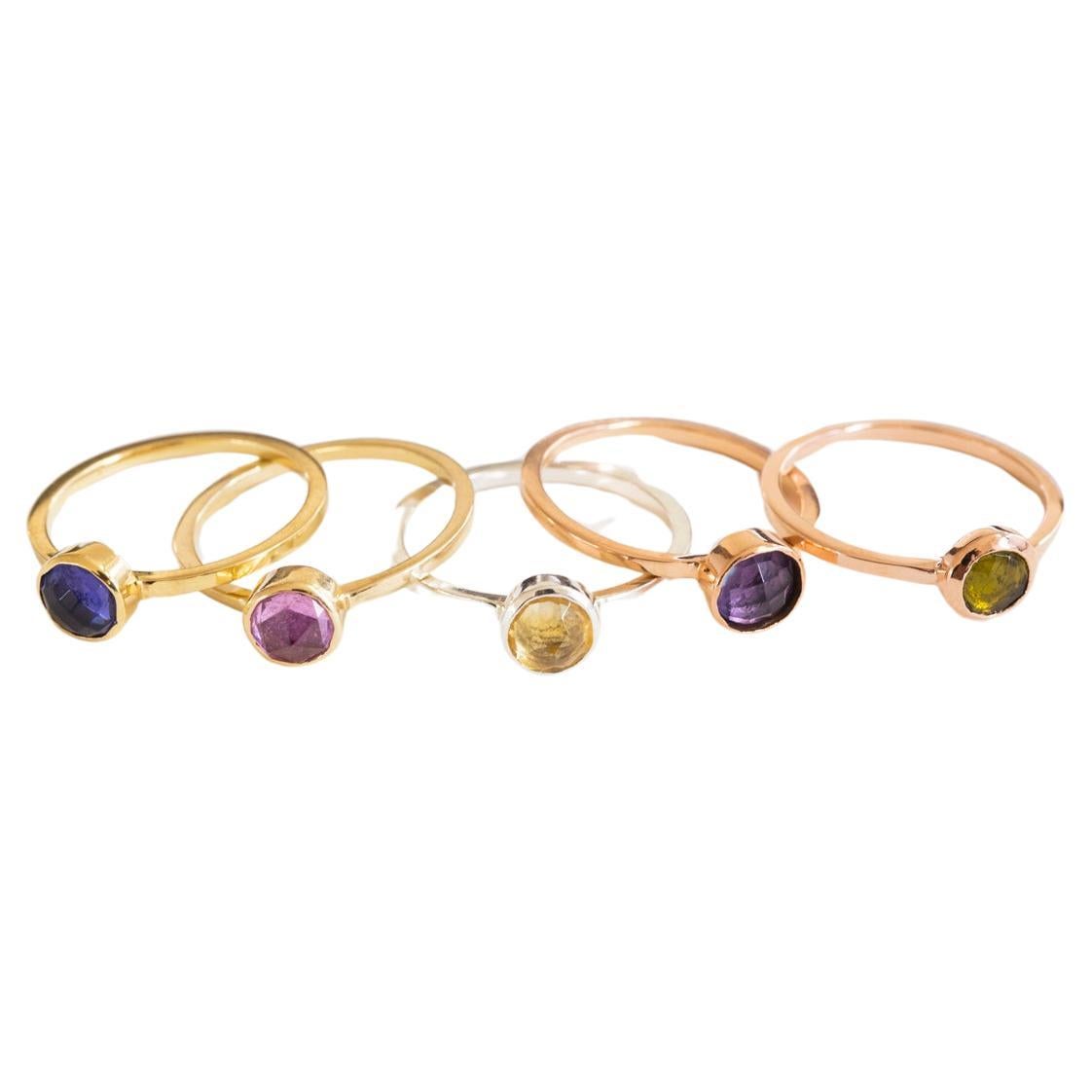 Jennifer Liang 14 KT Gold Blue Tanzanite Stackable Gemstone Ring For ...