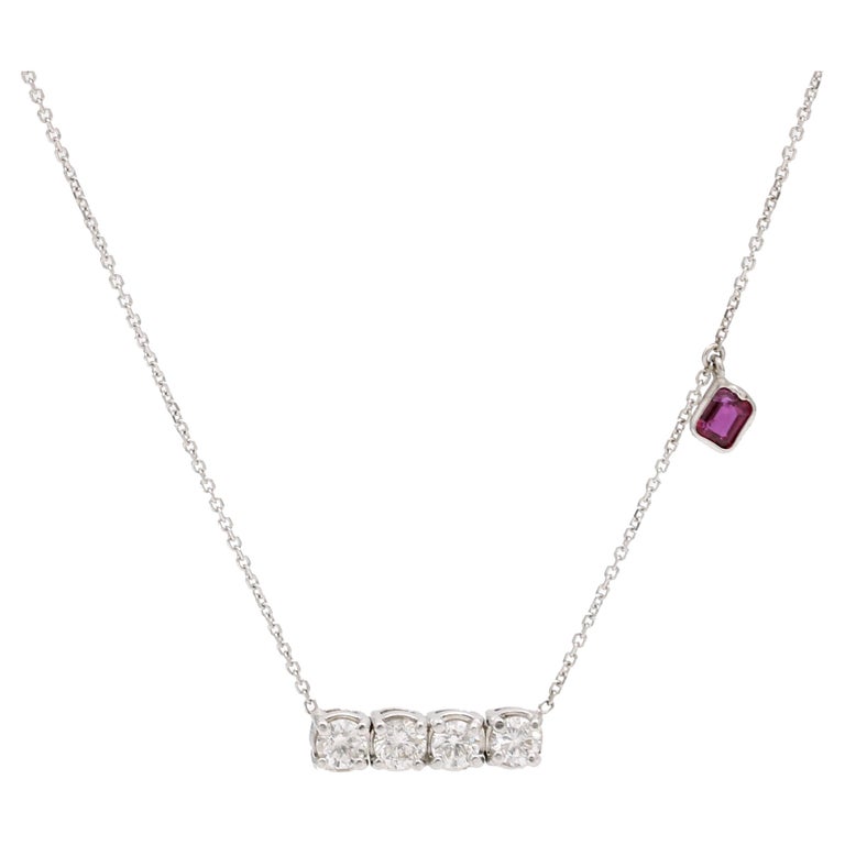 Jennifer Rivera's Handmade Minimo Four Diamond Bar Necklace with Ruby ...