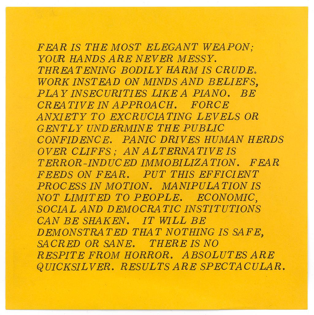 Jenny Holzer - 10 Inflammatory Essays For Sale at 1stDibs | fear is the ...