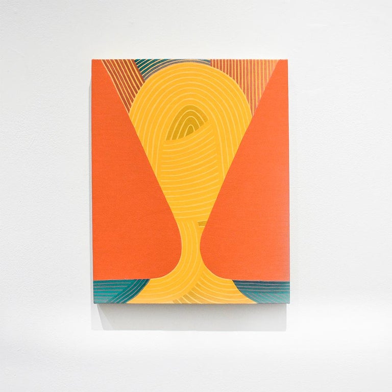 Jenny Kemp - Keeper (Graphic Abstract Painting on Linen in Teal, Sienna ...