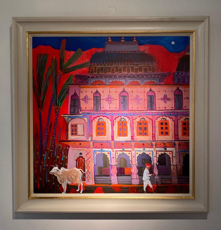 Jenny Wheatley - 'The Palace and Monkey' Red Contemporary landscape ...