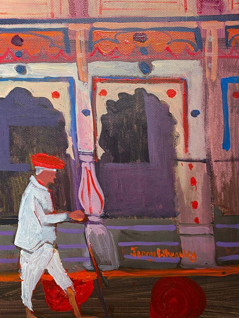 Jenny Wheatley - 'The Palace and Monkey' Red Contemporary landscape ...