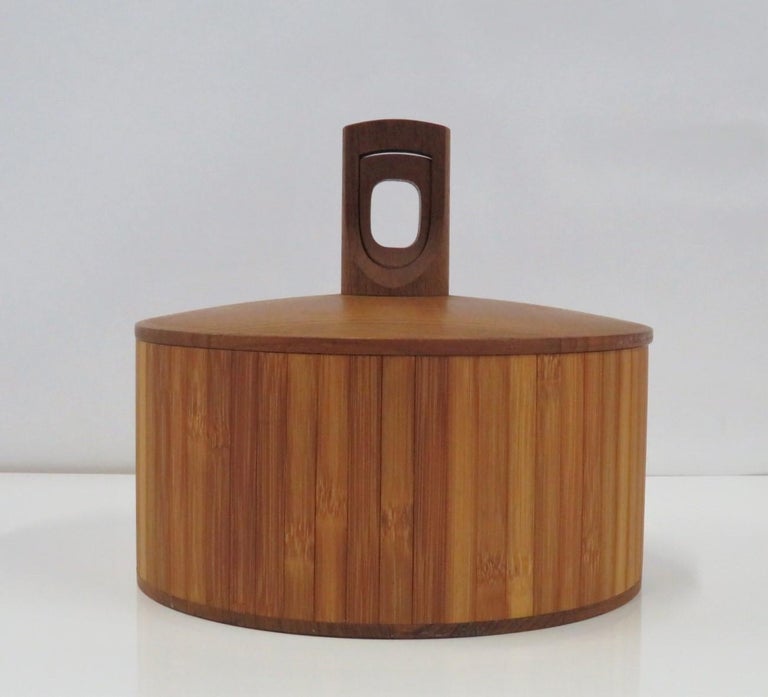 Jens Quistgaard Danish Modern Two Woods Bamboo Teak Ice Bucket Dansk ...