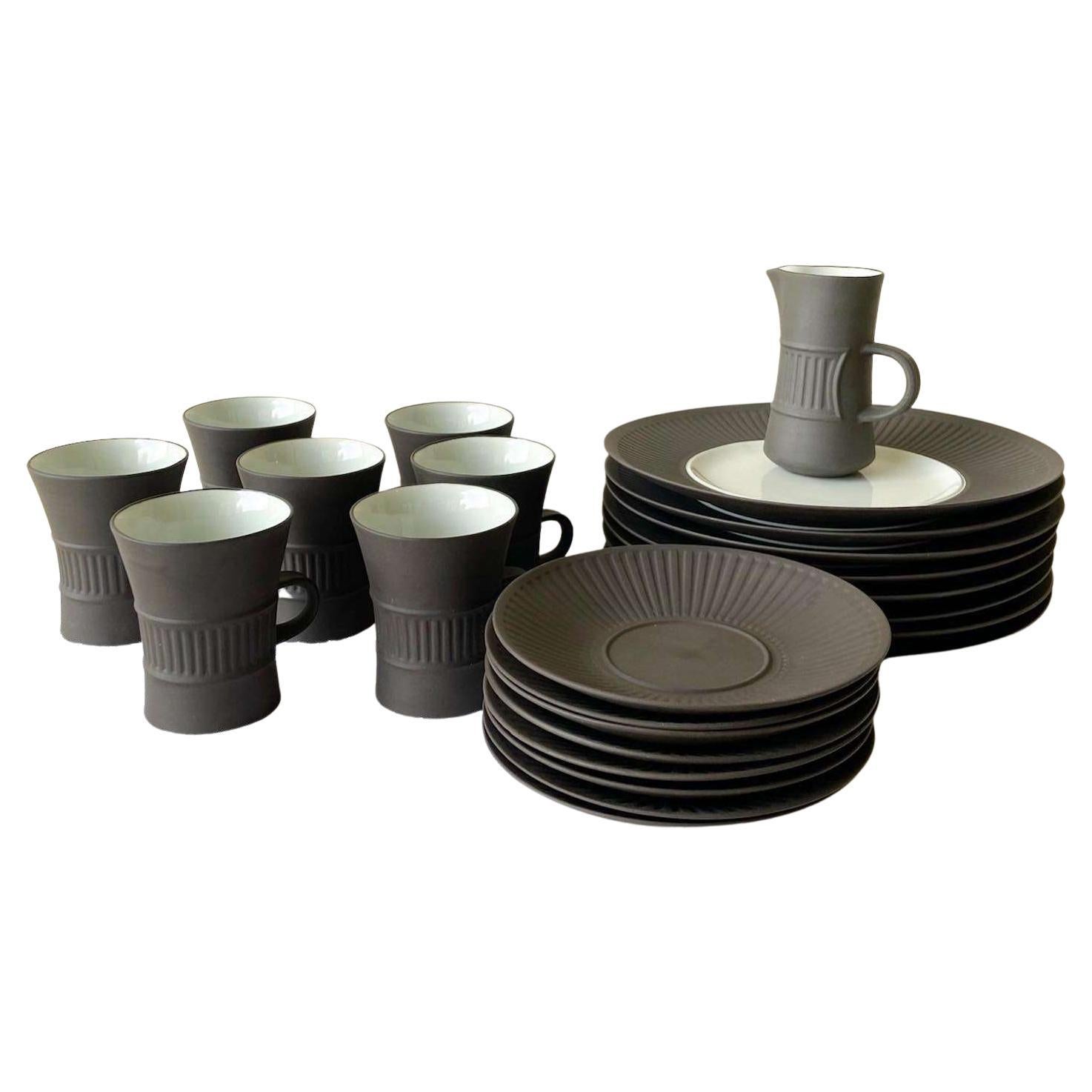 Jens Quistgaard for Dansk Flamestone Dinner Plates, Mugs and Saucers ...