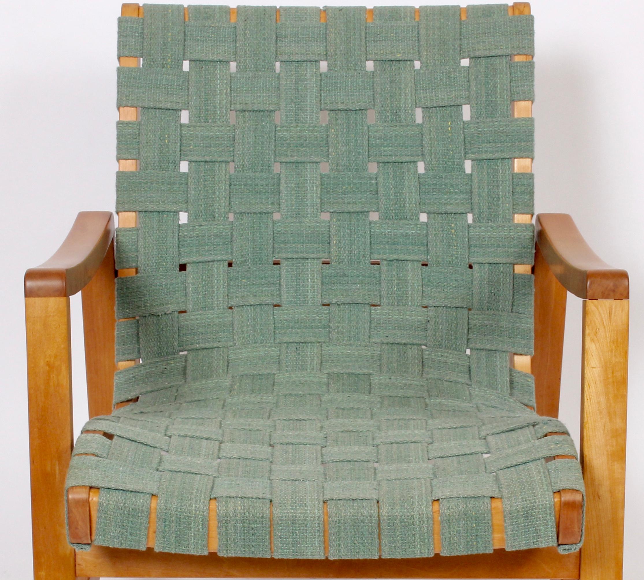 Jens Risom for Knoll Associates Webbed Lounge Chair with Sage Straps ...