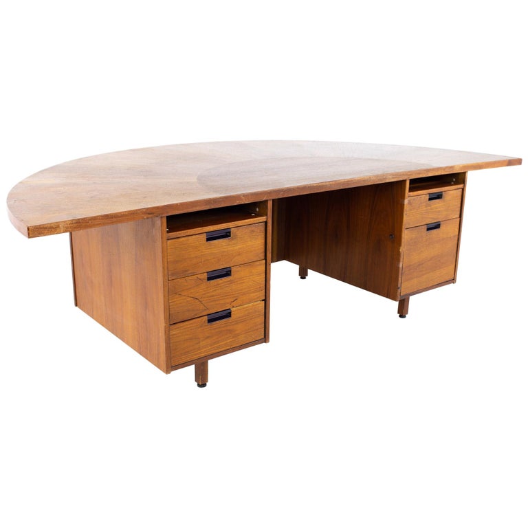 Jens Risom Mid Century Half Round Executive Desk at 1stDibs