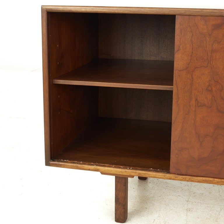Jens Risom Mid Century Walnut and Brass Media Cabinet For Sale at 1stDibs