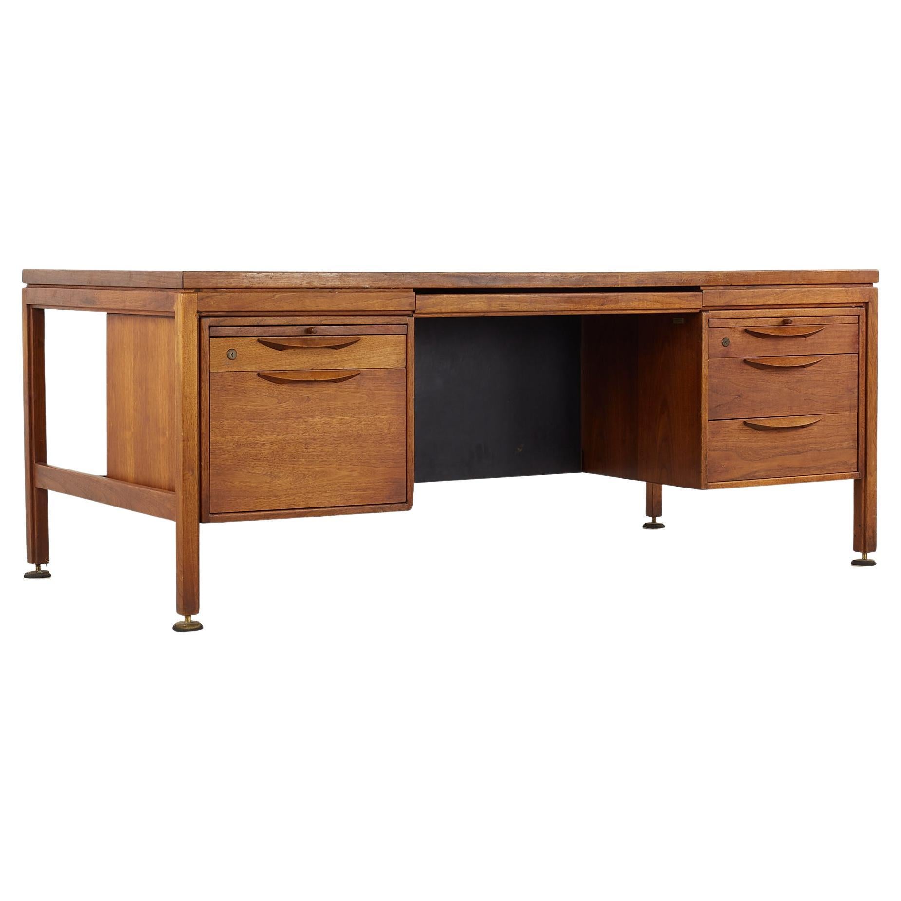 Walnut Executive Desk by Jens Risom at 1stDibs