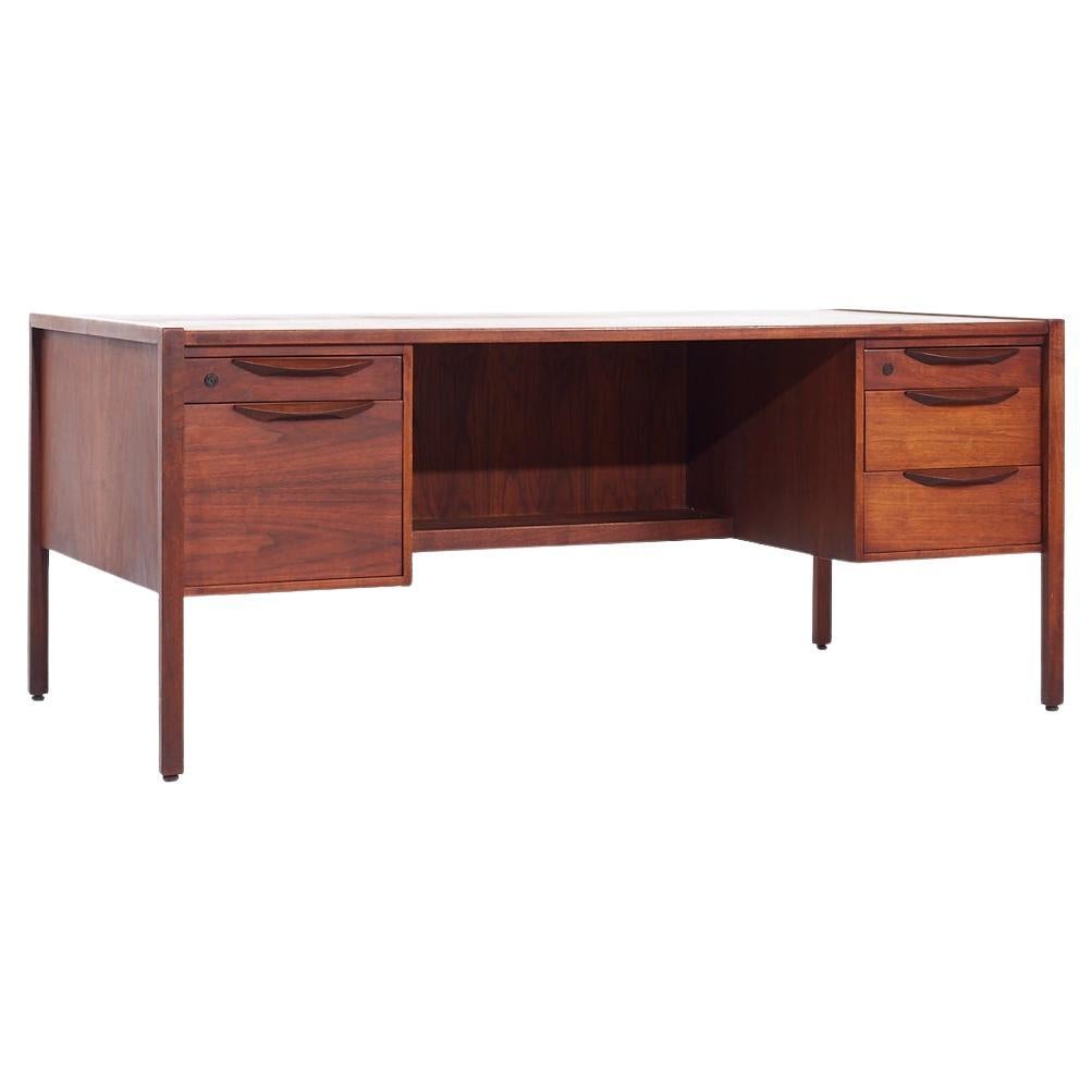 1970s Mid-Century Modern Walnut and Aluminum Executive Desk by George ...