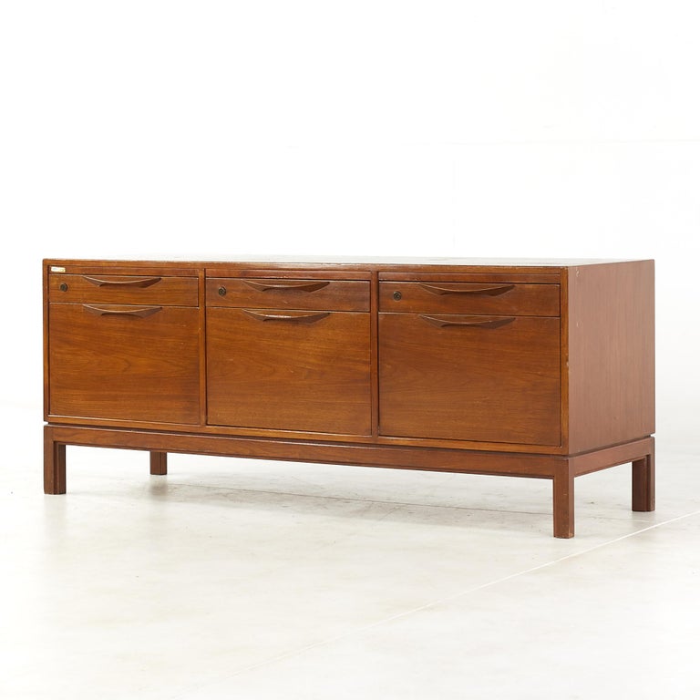 Jens Risom Mid Century Walnut File Cabinet Credenza For Sale at 1stDibs