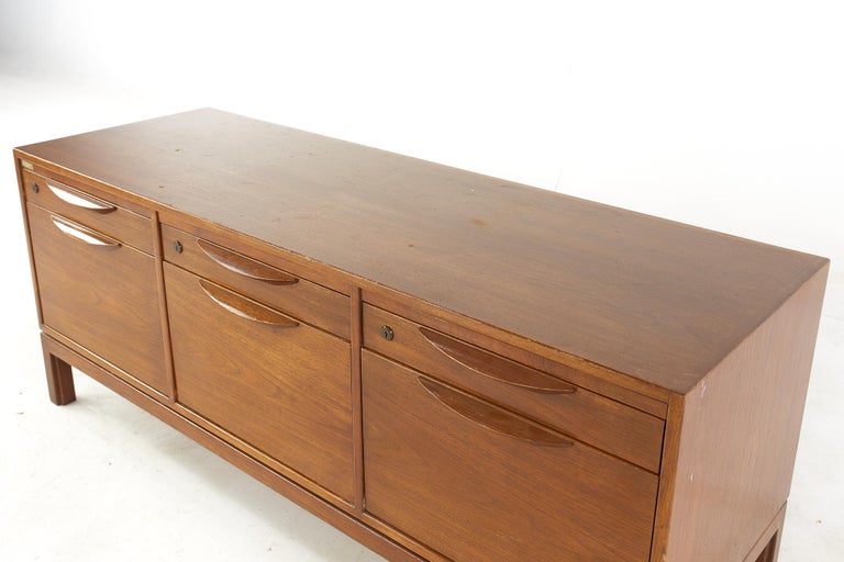 Jens Risom Mid Century Walnut File Cabinet Credenza For Sale at 1stDibs