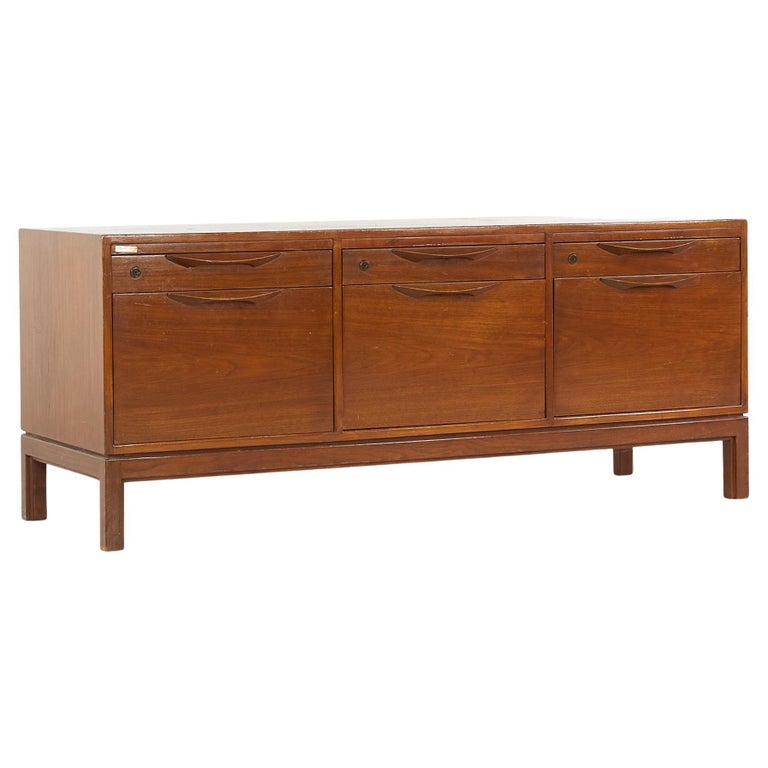 Jens Risom Mid Century Walnut File Cabinet Credenza For Sale at 1stDibs