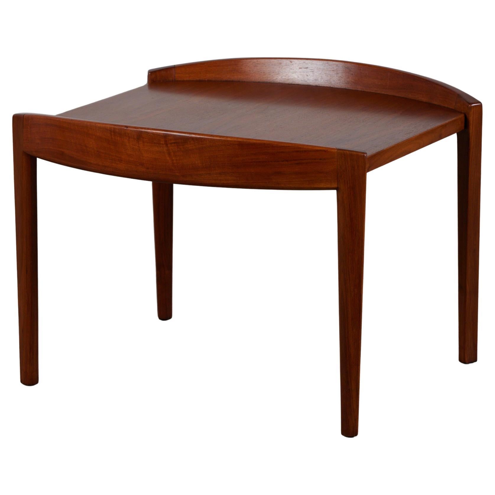 Mid-Century Modern Jens Risom Style Wedge Travertine and Walnut Side ...