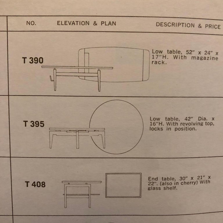 Jens Risom T 390 Coffee Table with Magazine Holder For Sale at 1stDibs