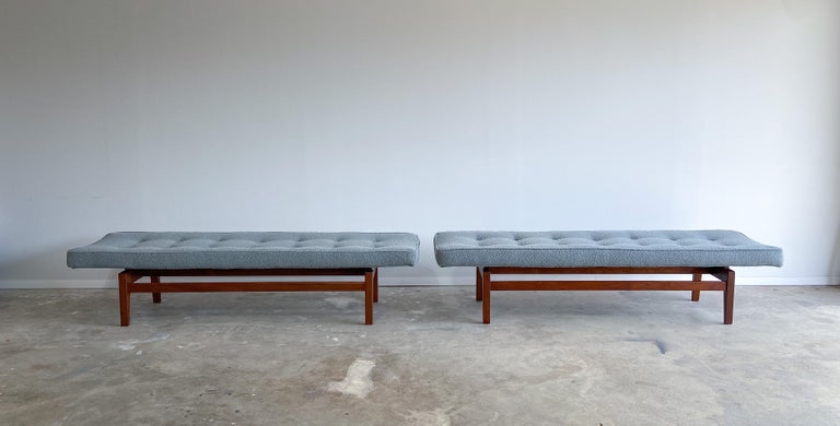 Jens Risom Upholstered Bench, Walnut and Bouclé, 1960s For Sale at 1stDibs