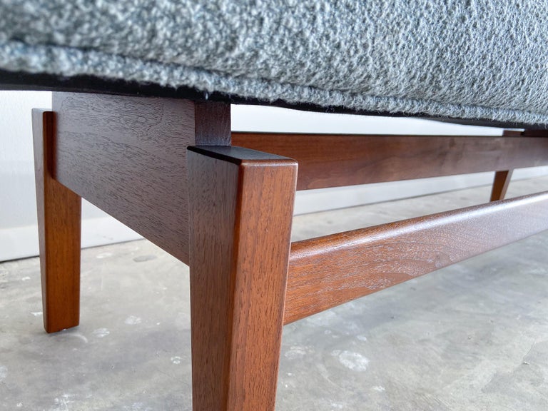 Jens Risom Upholstered Bench, Walnut and Bouclé, 1960s For Sale at 1stDibs