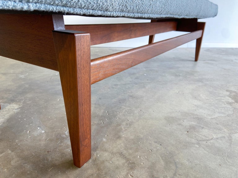 Jens Risom Upholstered Bench, Walnut and Bouclé, 1960s For Sale at 1stDibs