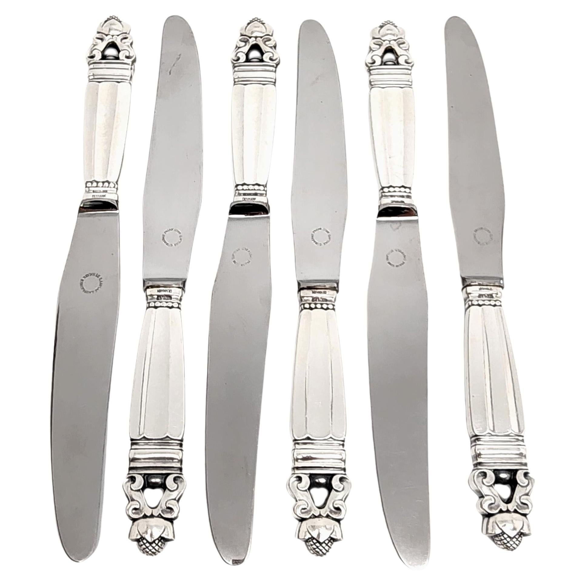 Jensen and Wendel Denmark Acorn Sterling Handle Stainless Blade Knives ...