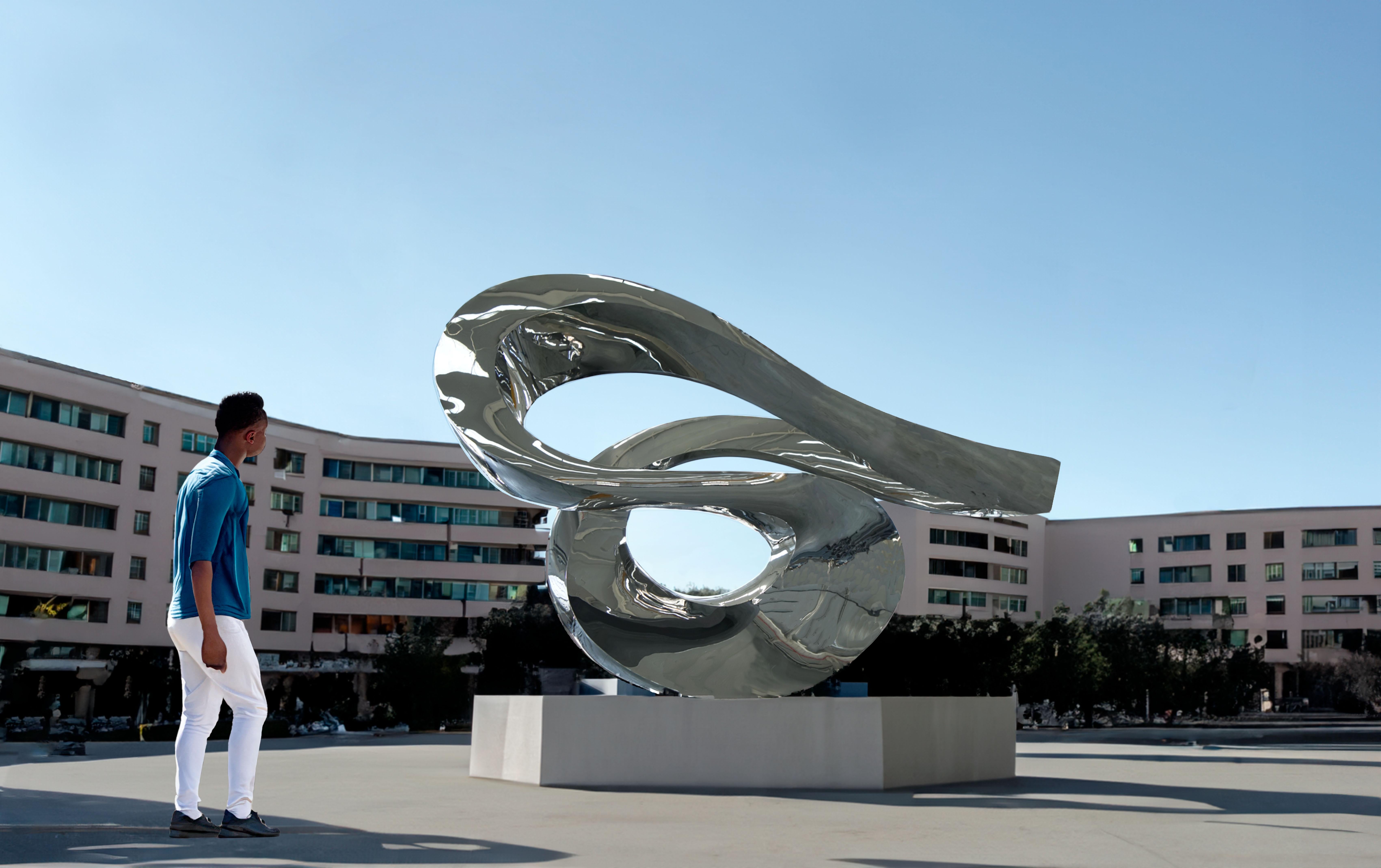 Jeremy Guy - Zephyr Mirror SS - large, abstract, polished stainless ...
