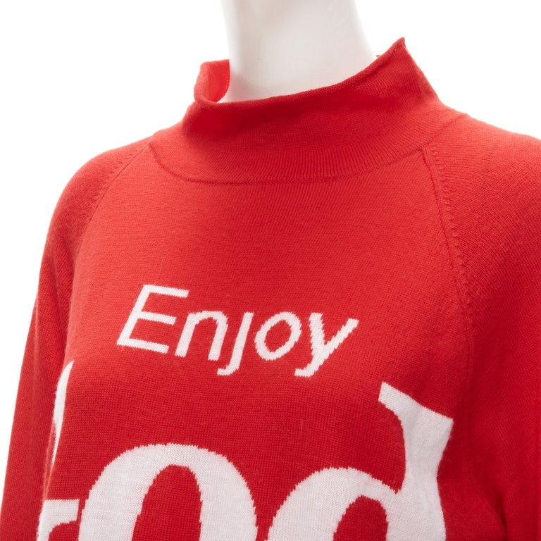 JEREMY SCOTT 2011 Vintage Enjoy God red roll neck oversized sweater M ...