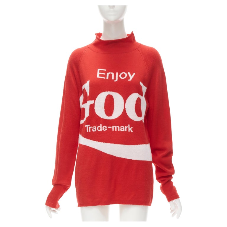 JEREMY SCOTT 2011 Vintage Enjoy God red roll neck oversized sweater M ...