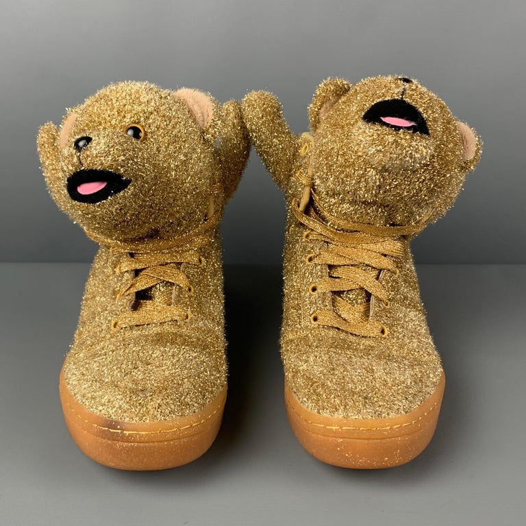 JEREMY SCOTT x ADIDAS Size 11 Tinsel Gold Metallic High Top Bear ...