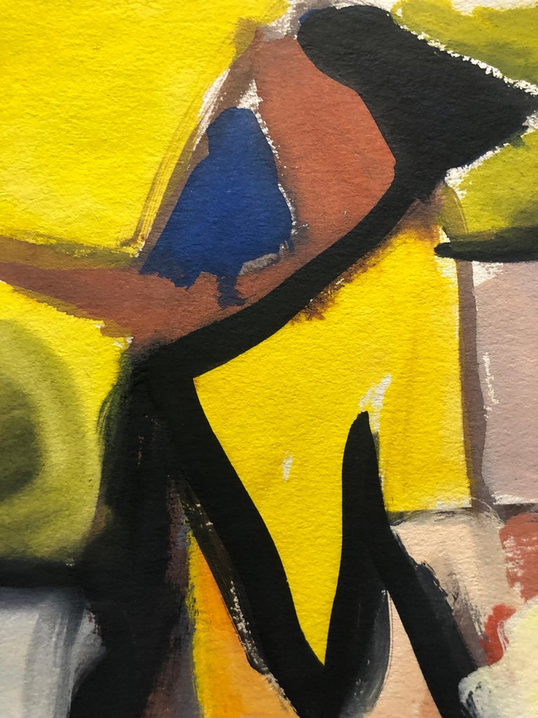 Jerry & Ruth Opper Estate - 1950s "Yellow Cubist Figure" Abstract ...