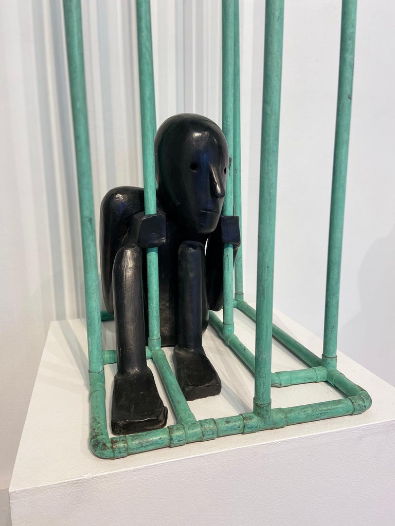Jerry Atkins - Self Portrait In Cage For Sale at 1stDibs