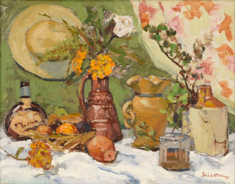 Jerry De La Cruz - Still-Life with Terracotta and Sun Hat at 1stDibs