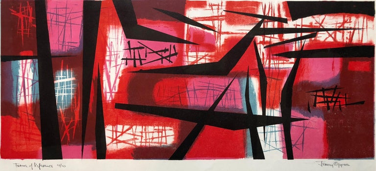 Jerry Opper - 1950s Abstract Stone Lithograph "Frame of Reference" Jerry Opper Mid Century at ...