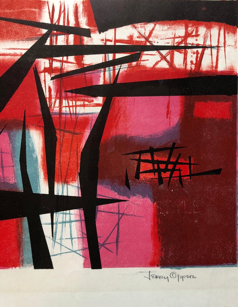 Jerry Opper - 1950s Abstract Stone Lithograph "Frame of Reference" Jerry Opper Mid Century at ...